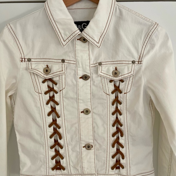 D&G | Jackets & Coats | Dolce Gabbana Dg Rare Unique White Denim Jacket ...